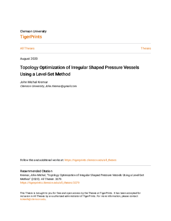 (PDF) Topology Optimization of Irregular Shaped Pressure Vessels Using a Level-Set Method | John ...
