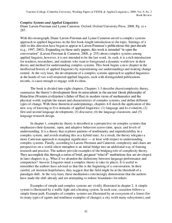 (PDF) Complex Systems and Applied Linguistics