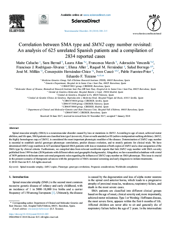 (PDF) Correlation between SMA type and SMN2 copy number revisited: An ...