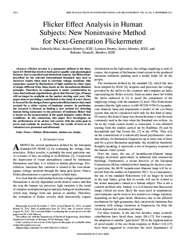 (PDF) Flicker Effect Analysis in Human Subjects: New Noninvasive Method ...