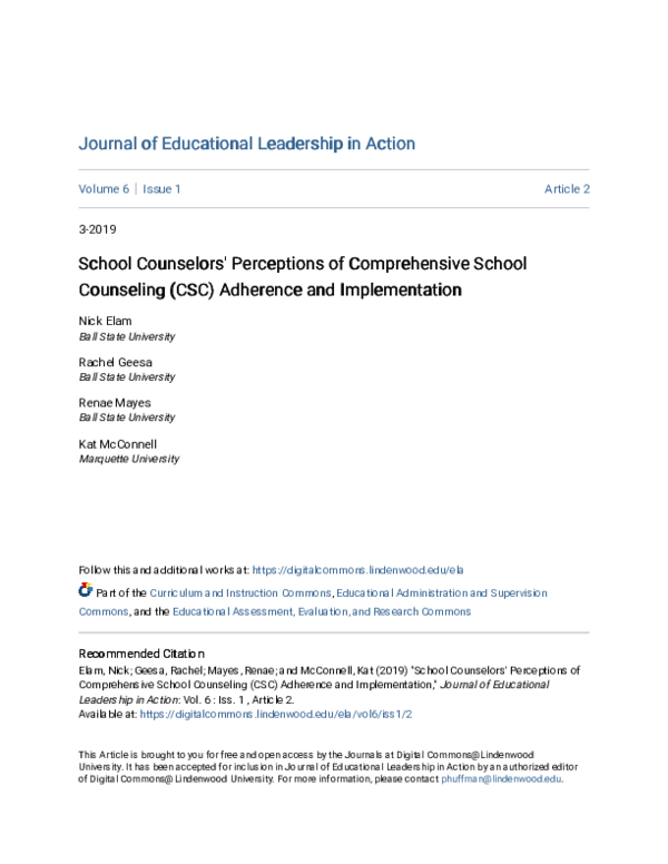 (PDF) School Counselors' Perceptions of Comprehensive School Counseling ...