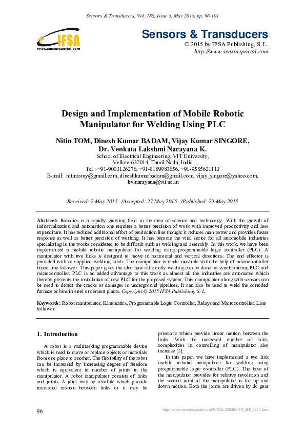 (PDF) Design and Implementation of Mobile Robotic Manipulator for ...