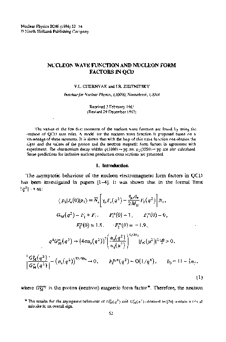 (PDF) Nucleon wave function and nucleon form factors in QCD