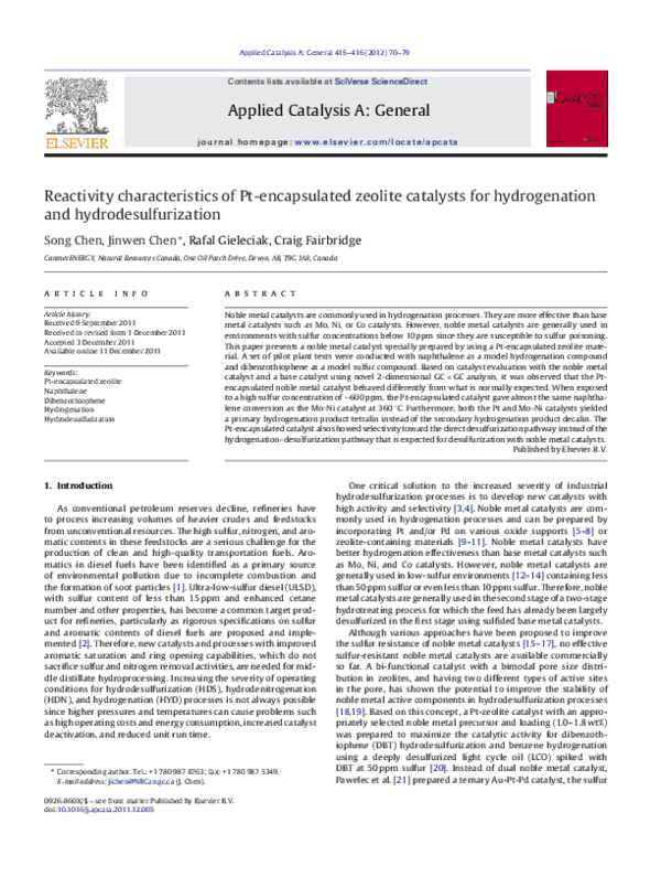 (PDF) Reactivity characteristics of Pt-encapsulated zeolite catalysts ...
