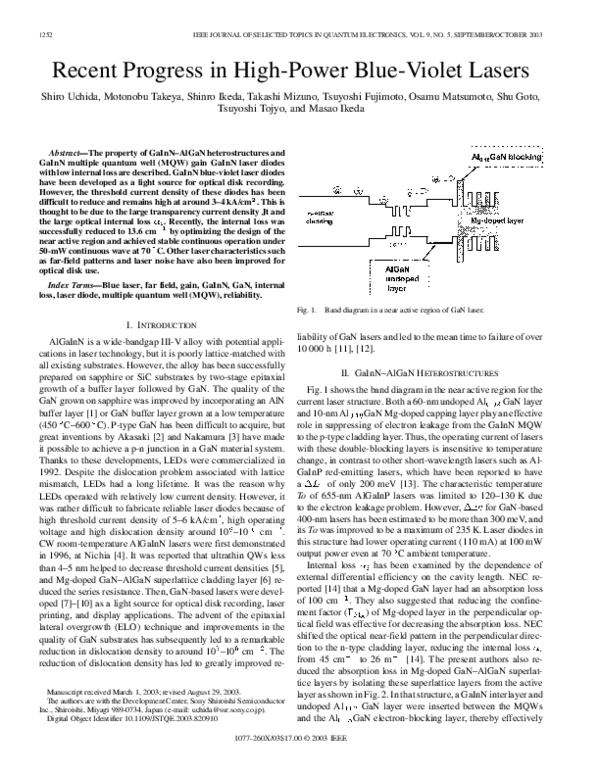 (PDF) Recent progress in high-power blue-violet lasers
