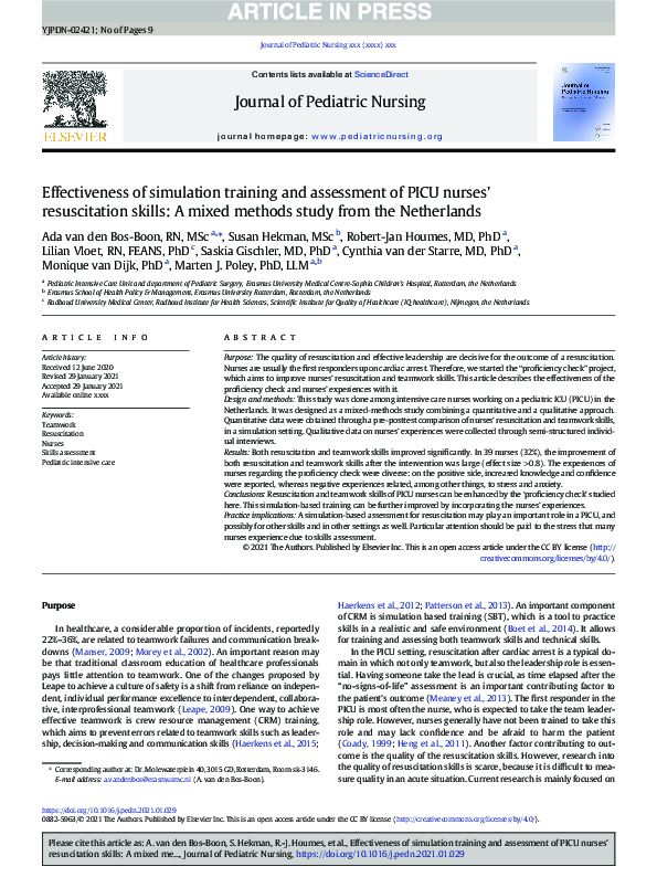 (PDF) Effectiveness of Simulation Training and Assessment of PICU ...
