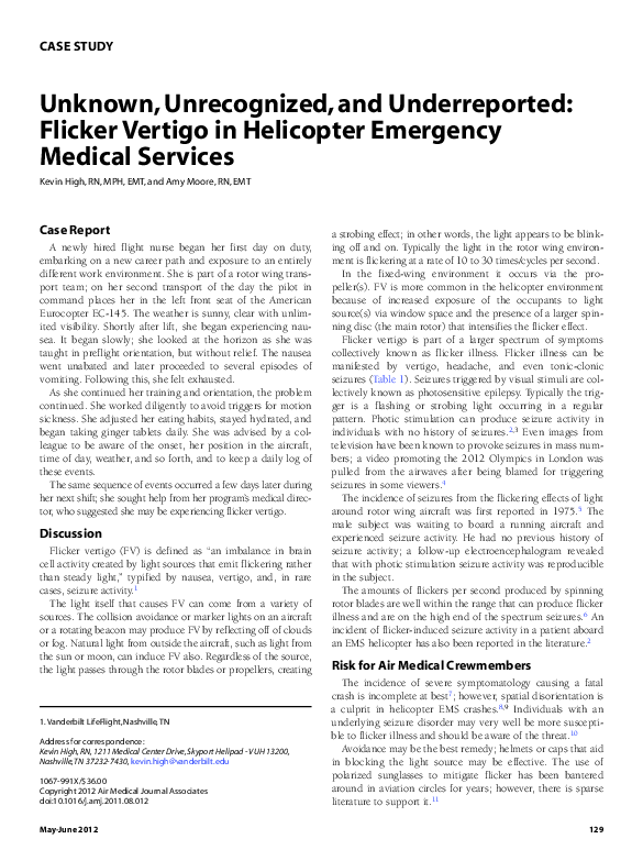 (PDF) Unknown, Unrecognized, and Underreported: Flicker Vertigo in ...