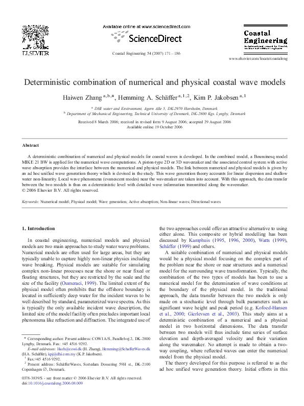 (PDF) Deterministic combination of numerical and physical coastal wave ...