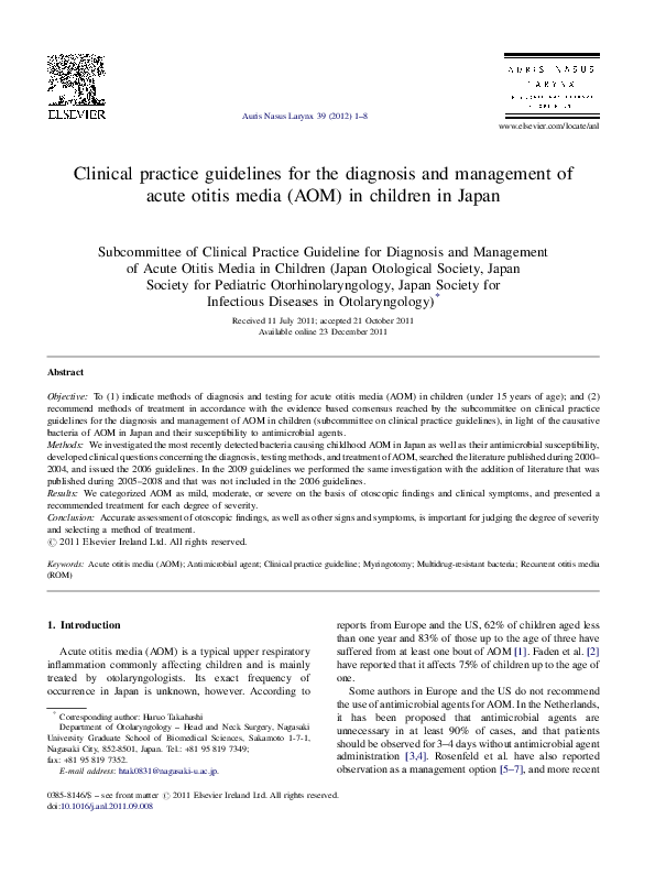 (PDF) Clinical practice guidelines for the diagnosis and management of ...