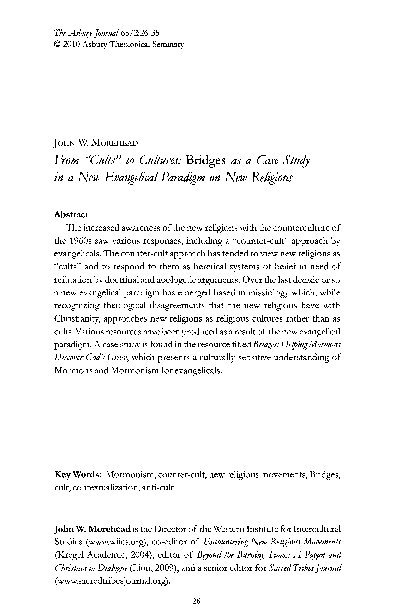 (PDF) From "Cults" to Cultures: Bridges as a Case Study in a New ...