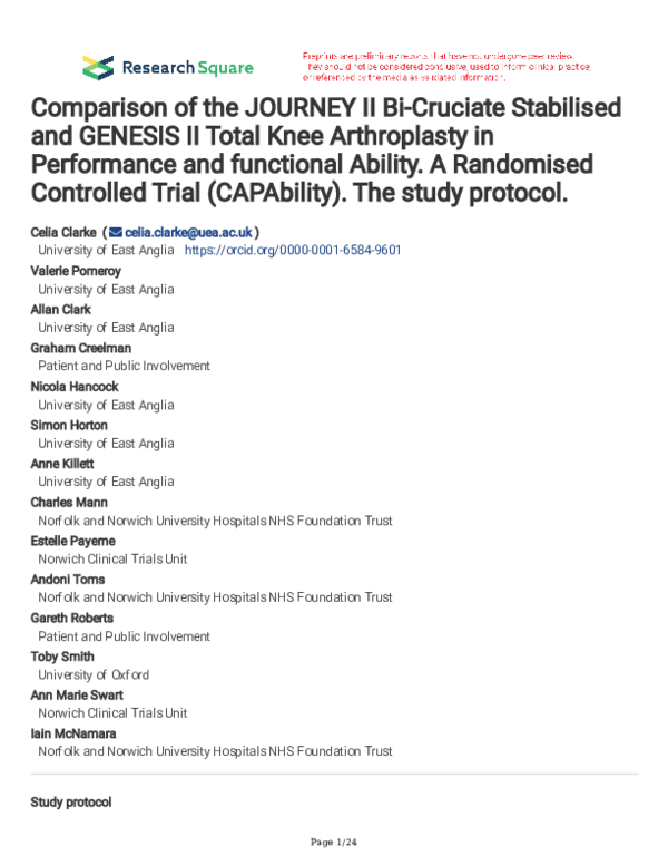 (PDF) Comparison of the JOURNEY II Bi-Cruciate Stabilised and GENESIS ...
