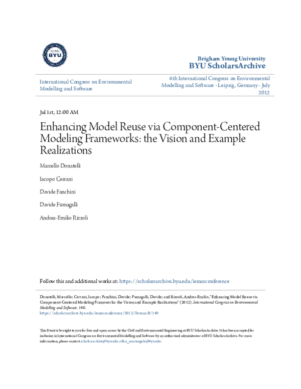 (PDF) Enhancing Model Reuse via Component-Centered Modeling Frameworks: the Vision and Example ...