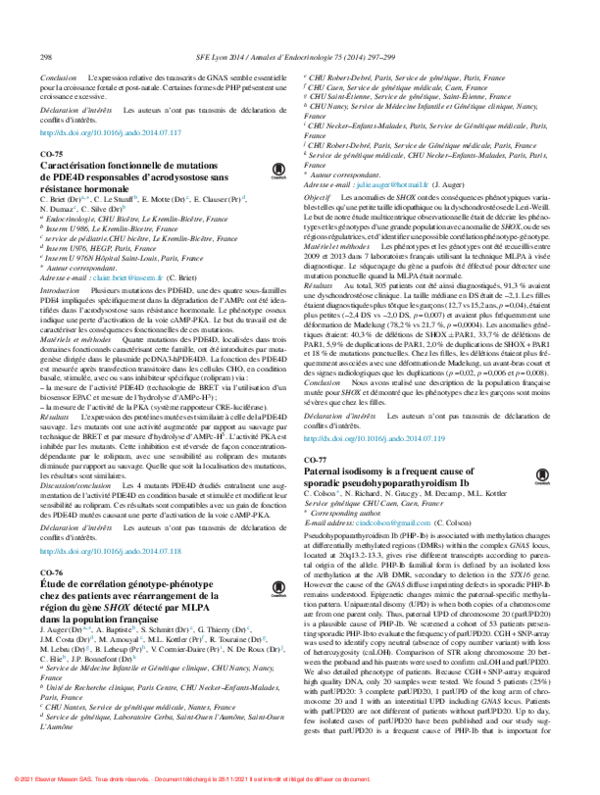 (PDF) Étude de corrélation génotype-phénotype chez des patients avec ...