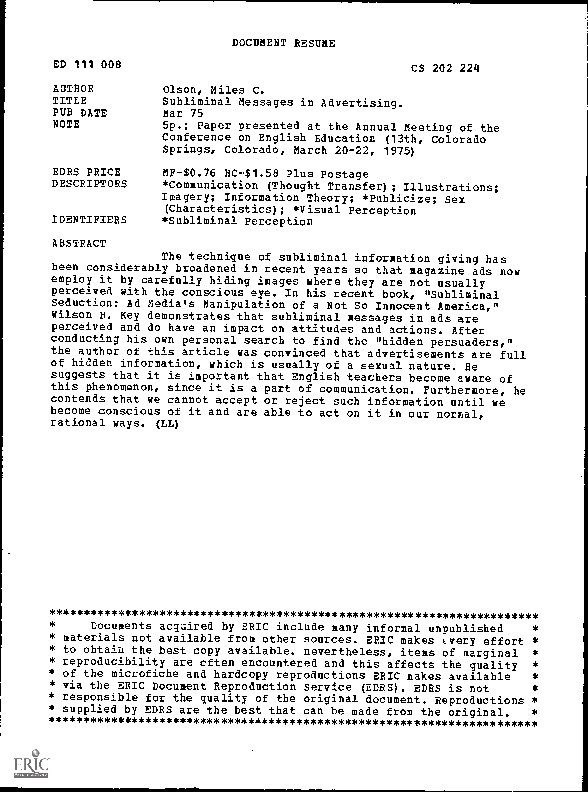 (PDF) Subliminal Messages in Advertising