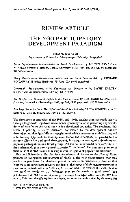 (PDF) The NGO participatory development paradigm
