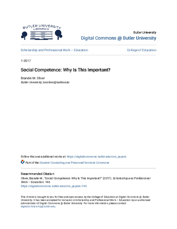 (PDF) Social Competence: Why Is This Important?