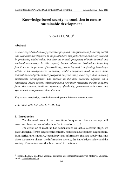 (PDF) Knowledge-based society - a condition to ensure sustainable ...