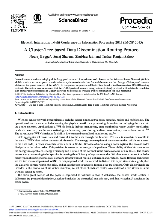 Pdf A Cluster Tree Based Data Dissemination Routing Protocol