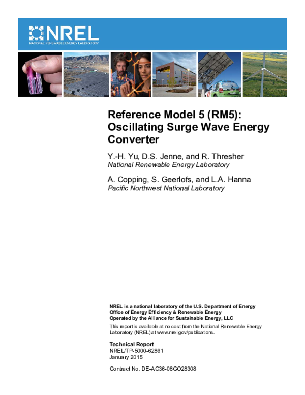 (PDF) Reference Model 5 (RM5): Oscillating Surge Wave Energy Converter