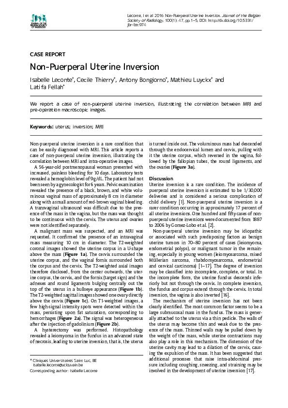 (PDF) Non-Puerperal Uterine Inversion
