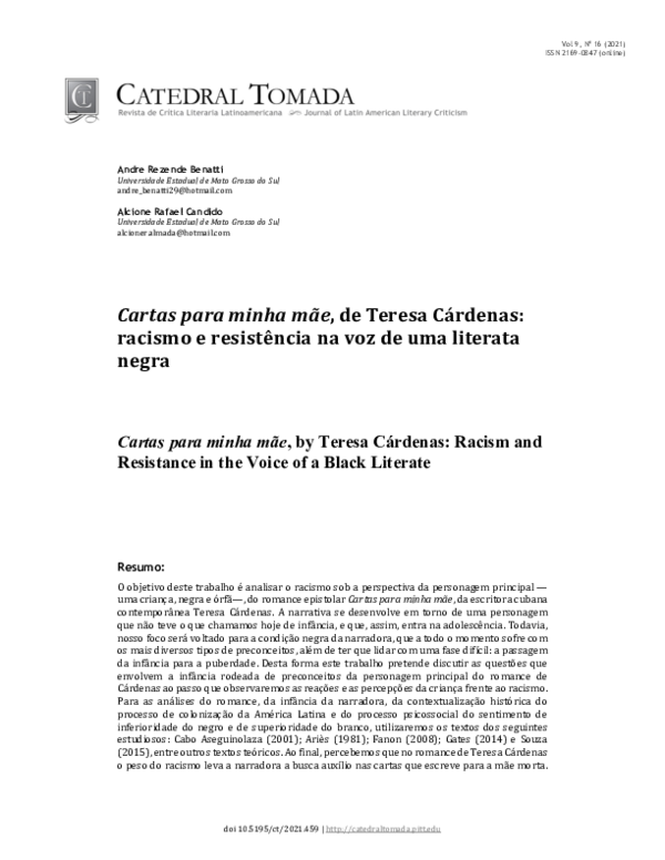 (PDF) Cartas para minha mãe, by Teresa Cárdenas: Racism and Resistance ...