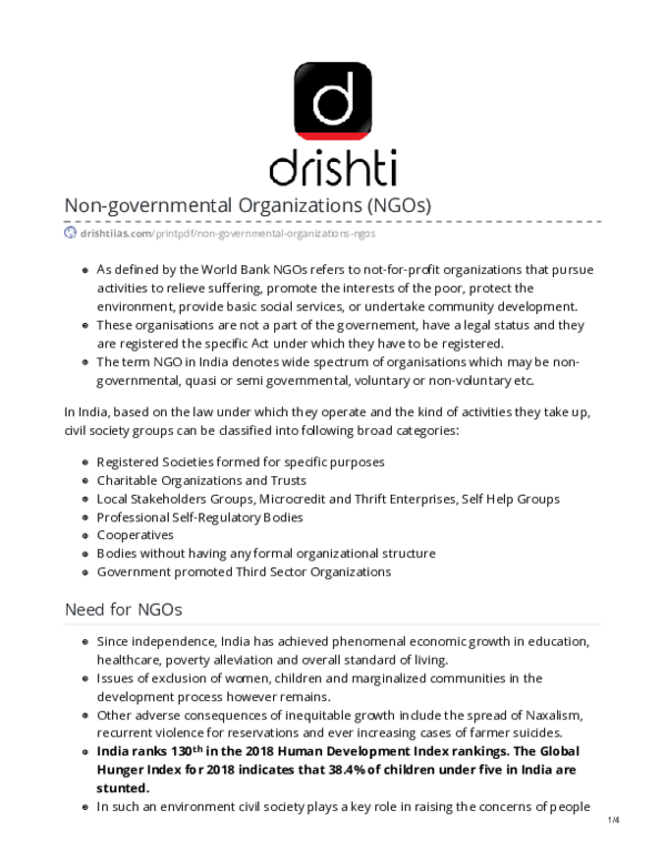 (PDF) Non-Governmental Organizations (NGOS)