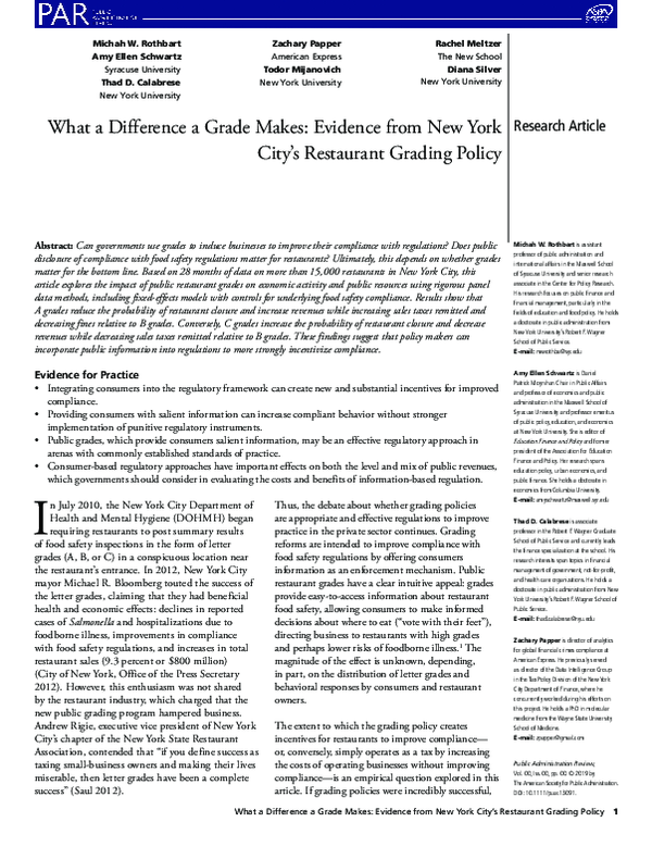 (PDF) What a Difference a Grade Makes: Evidence from New York City's ...