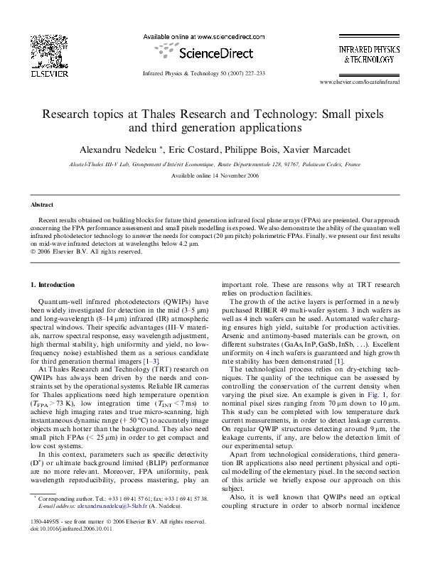 (PDF) Research topics at Thales Research and Technology: Small pixels ...