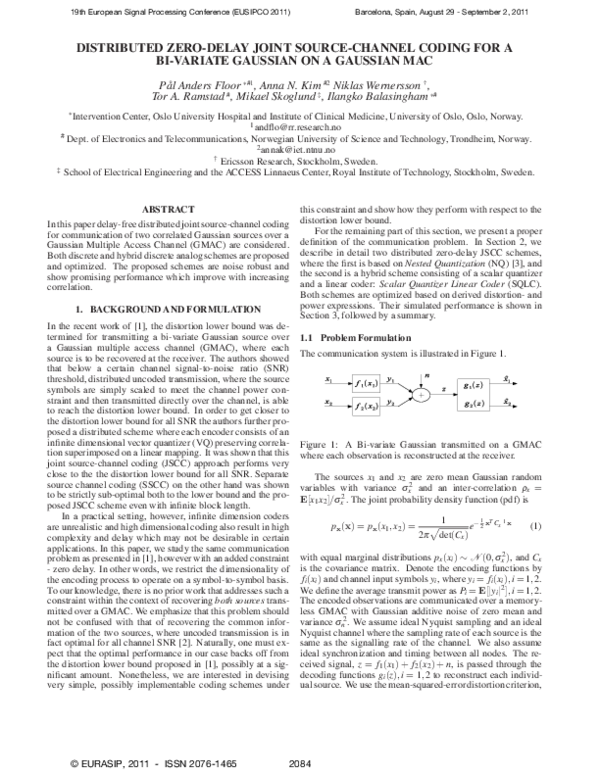 (PDF) Distributed Zero-Delay Joint Source-Channel Coding For A Bi-Variate Gaussian On A Gaussian Mac