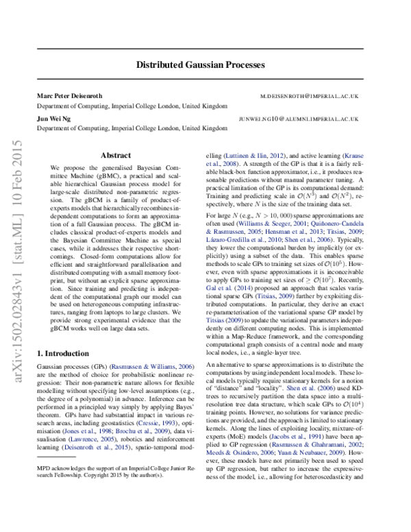 (PDF) Distributed Gaussian Processes