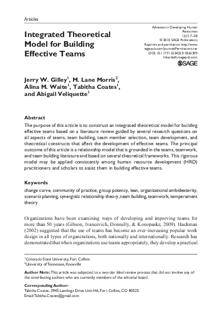 (PDF) Integrated Theoretical Model for Building Effective Teams