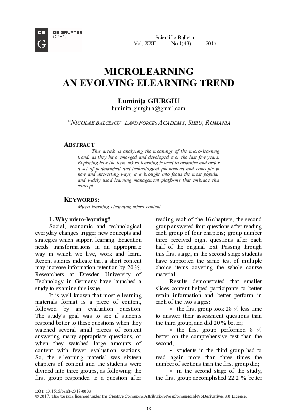 (PDF) Microlearning an Evolving Elearning Trend