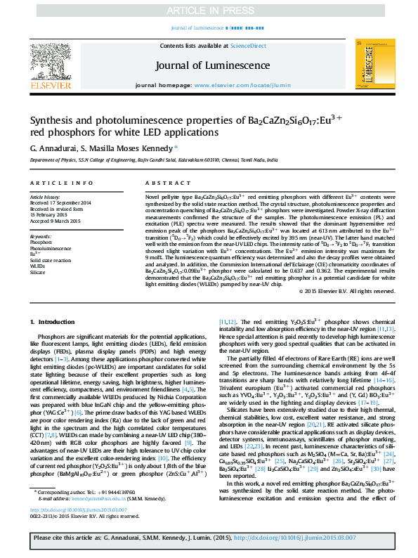 (PDF) Synthesis and photoluminescence properties of Yb2+ doped Ba5(PO4 ...