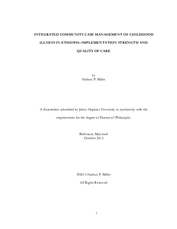 (PDF) Integrated Community Case Management of Childhood Illness in ...