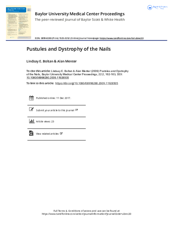 (PDF) Pustules and Dystrophy of the Nails
