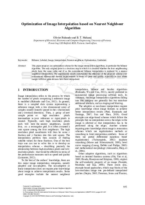 Pdf Optimization Of Image Interpolation Based On Nearest Neighbour Algorithm