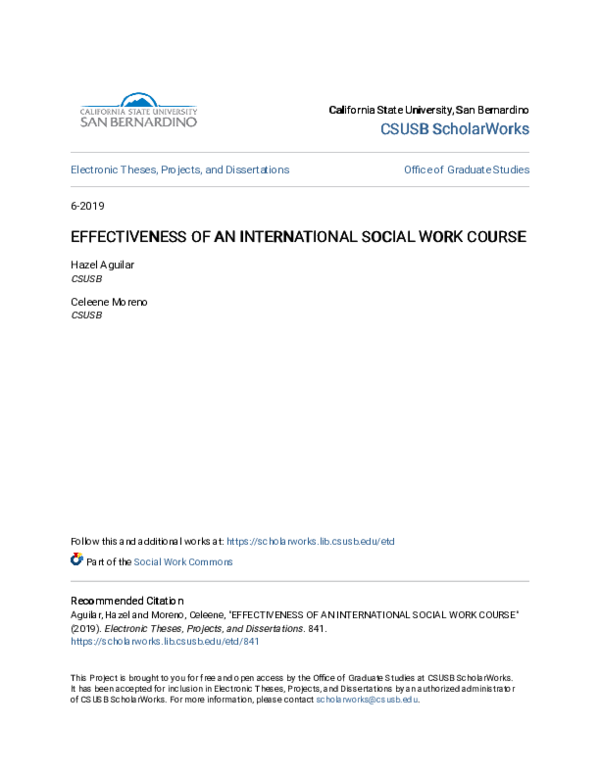 (PDF) Effectiveness of an International Social Work Course