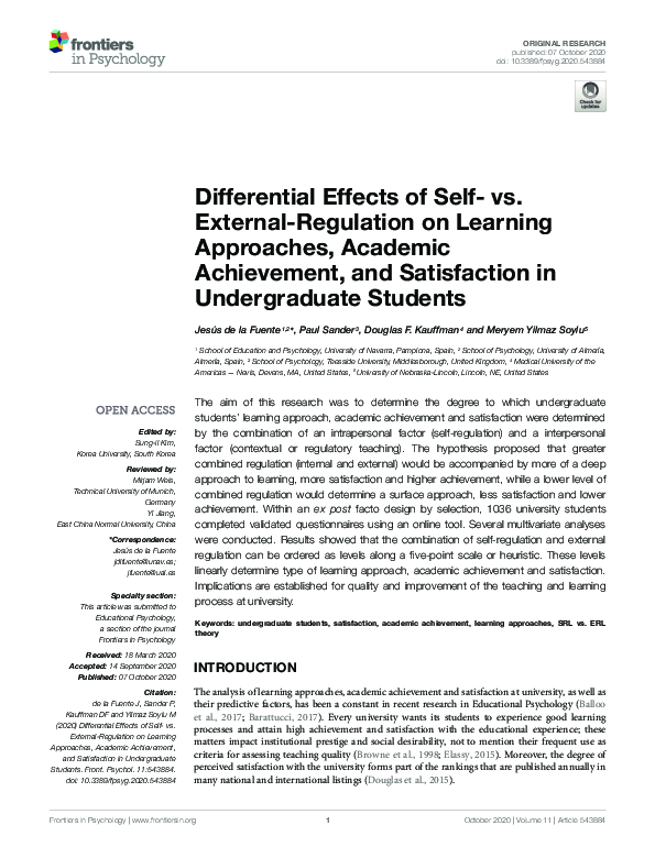 (PDF) Differential Effects of Self- vs. External-Regulation on Learning ...