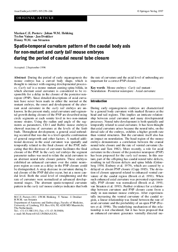 (PDF) Spatio-temporal curvature pattern of the caudal body axis for non ...