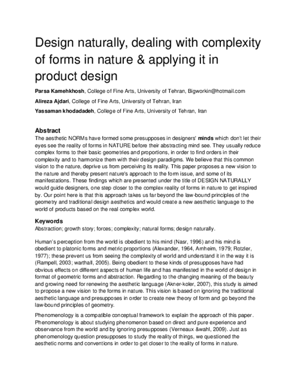 (PDF) Design naturally, dealing with complexity of forms in nature ...