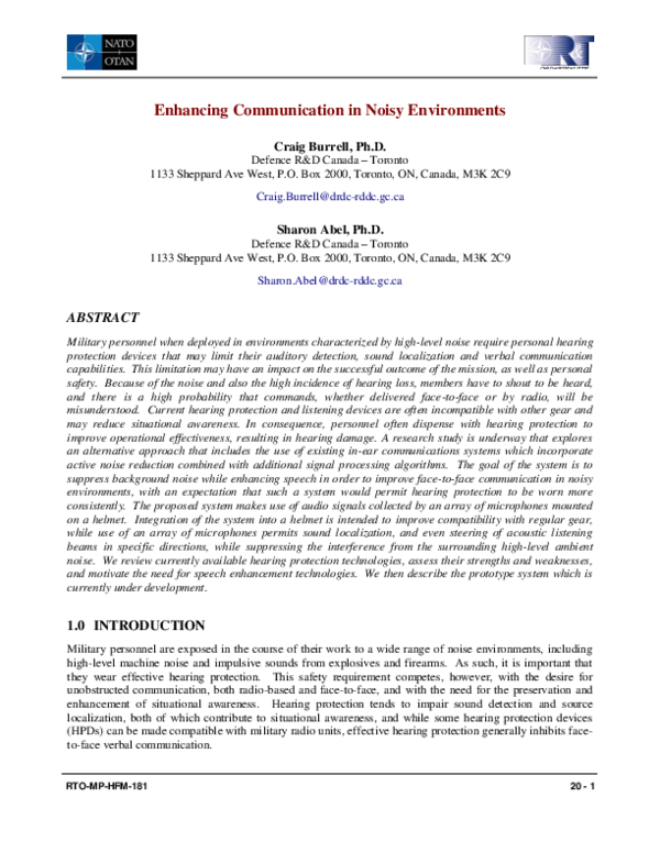 (PDF) Enhancing Communication in Noisy Environments