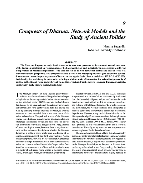 (PDF) 9 Conquests of Dharma: Network Models and the Study of Ancient ...
