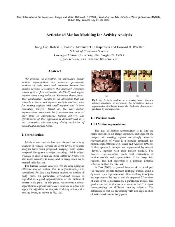 (PDF) Articulated Motion Modeling for Activity Analysis