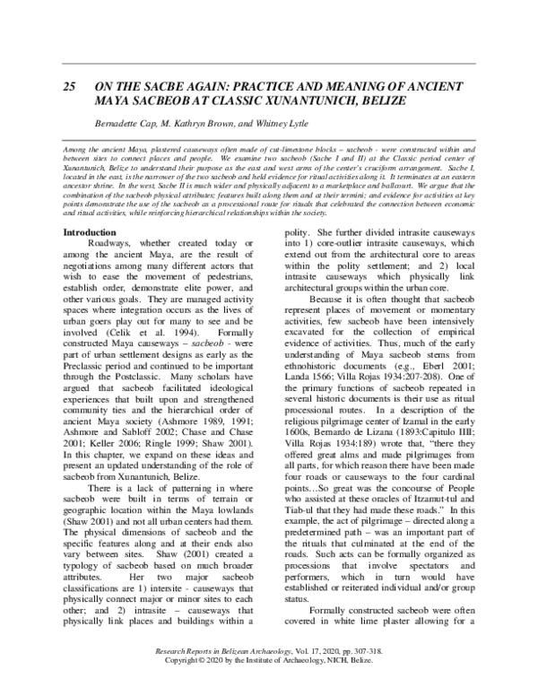 (PDF) ON THE SACBE AGAIN: PRACTICE AND MEANING OF ANCIENT MAYA SACBEOB ...