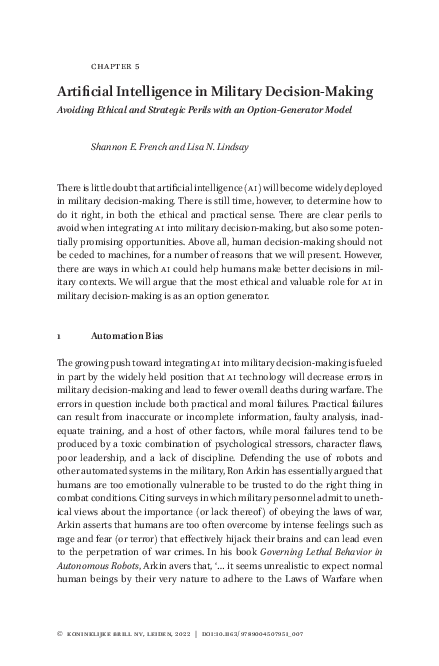 (PDF) Artificial Intelligence in Military Decision-Making Avoiding ...