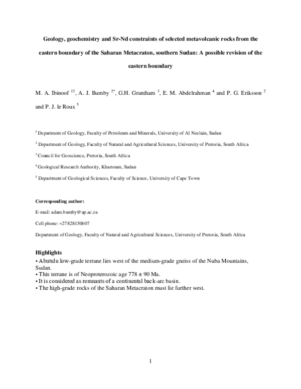 (PDF) Geology, geochemistry and Sr–Nd constraints of selected metavolcanic rocks from the ...