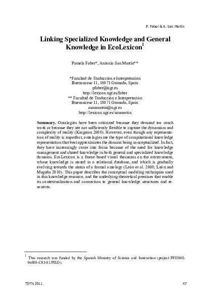 (PDF) Linking Specialized Knowledge and General Knowledge in EcoLexicon ...
