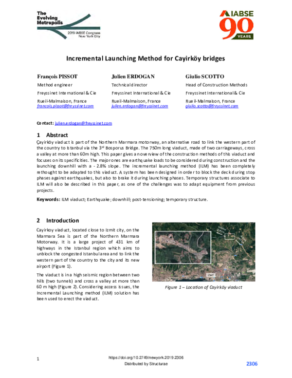 (PDF) Incremental Launching Method for Cayirköy bridges | Julien ...