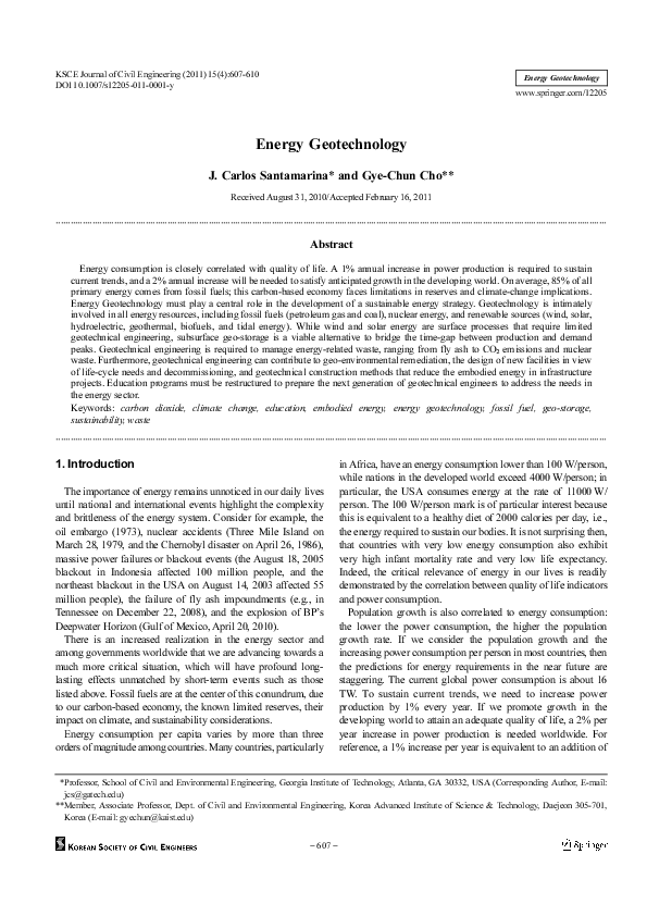 (PDF) Energy geotechnology