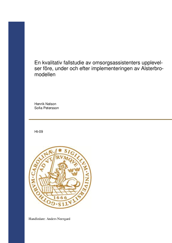 (PDF) En kvalitativ fallstudie av omsorgsassistenters upplevelser före ...